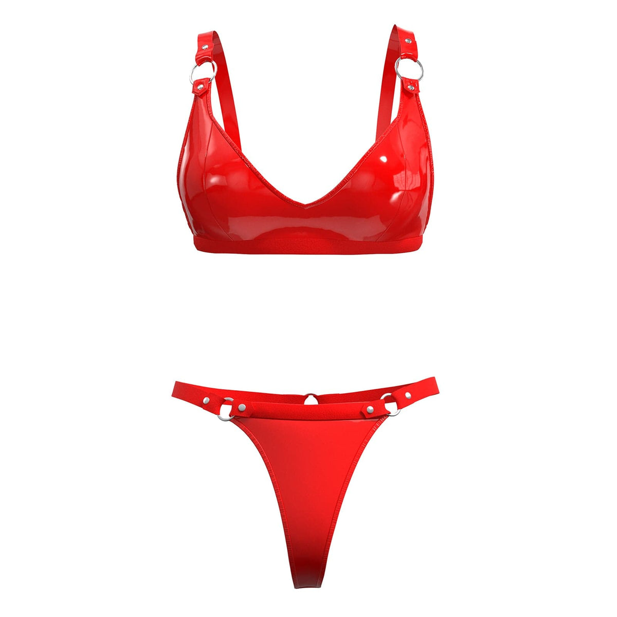 Women Sexy Cleavage Pu Leather Camisole Erotic Lingerie Set Xokesy 182